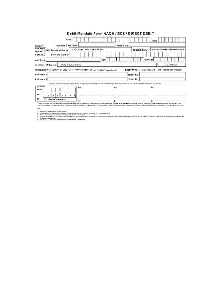 Account Linkup Nach Form | PDF