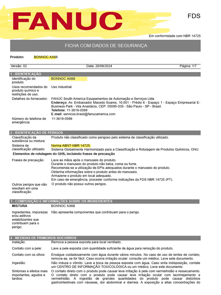FDS Bonnoc Ax68 V02 NBR | PDF | Transporte | Dióxido de carbono