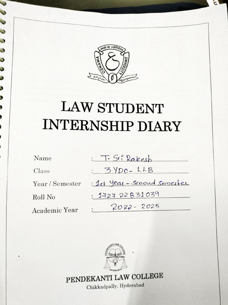 Internship 1st Year LLB by Rakesh | PDF