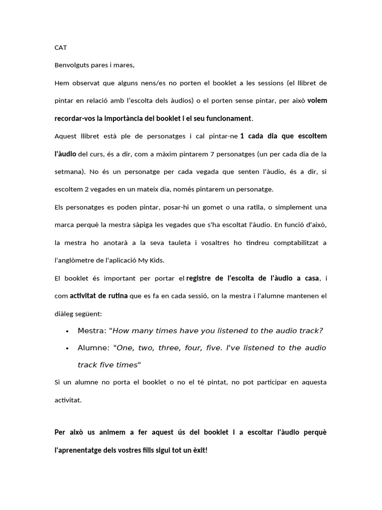 Importancia Del Booklet I El Seu Funcionament | PDF