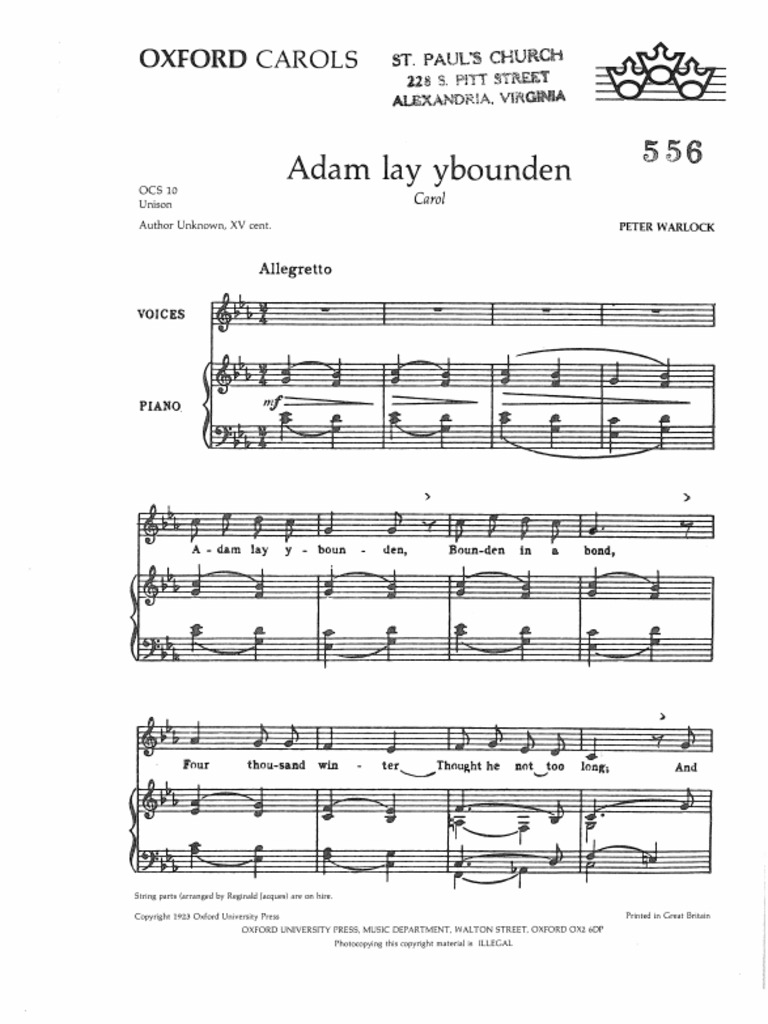 Adam Lay Ybounden | PDF