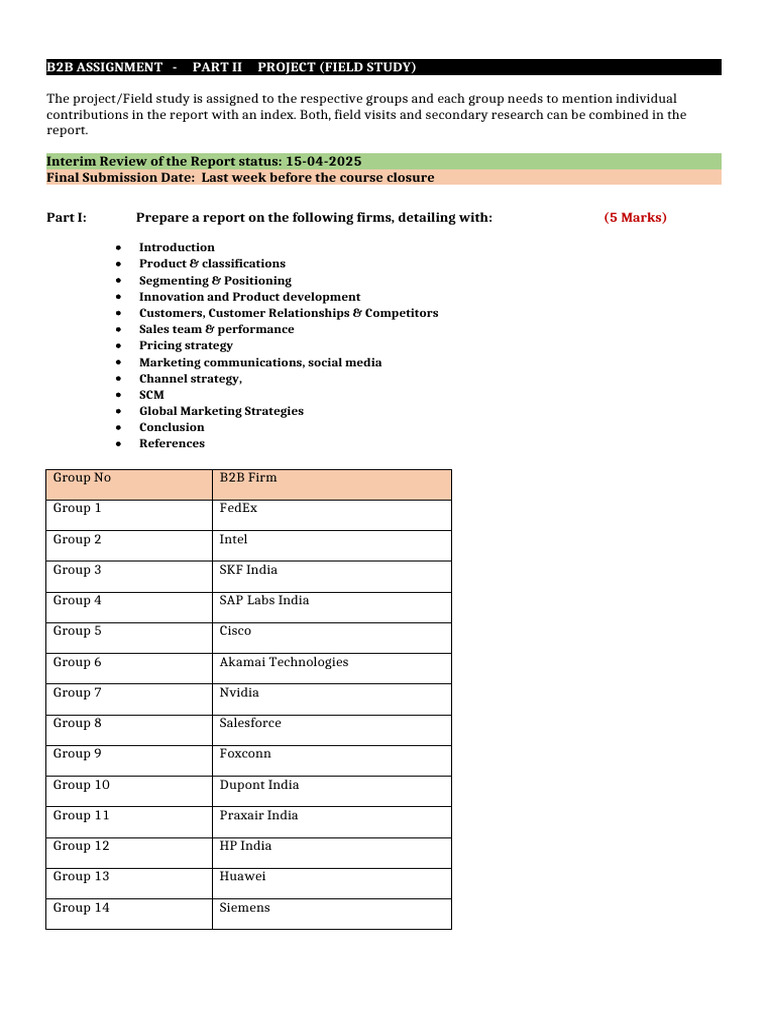 B2B Practical-Project PART II 2025 (1) | PDF | Marketing | Human ...