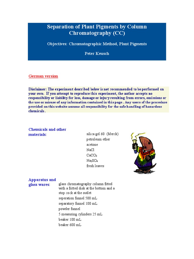 Separation of Plant Pigments by Column Chromatography | PDF | Thin ...