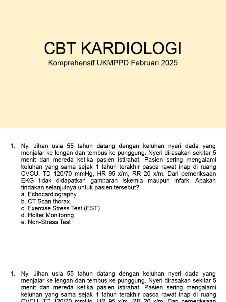CBT Kardiologi - UKMPPD Februari 2025 | PDF