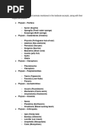 Phylum and Class Examples Chart Ncert | PDF | Zoology