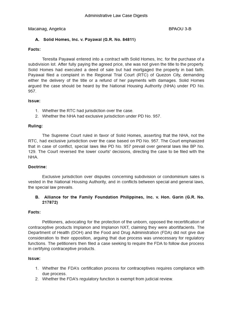 Macainag - Admin Law - Case Digests | PDF | Justice | Crime & Violence