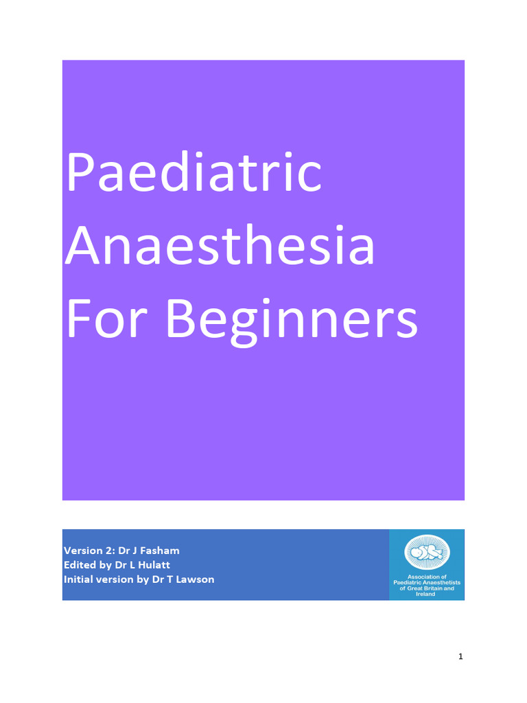 Pediatric Anesthesia Fundamentals | PDF | Vaccines | Medicine