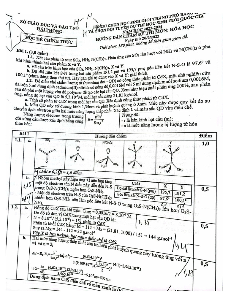 Dap an Hsg Thanh Pho 2023 2024 | PDF