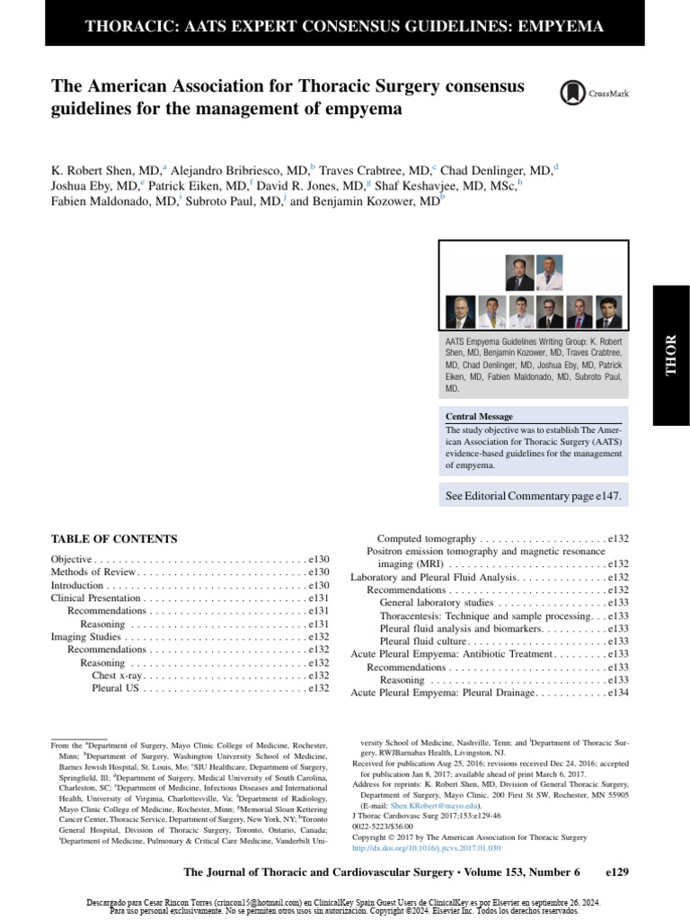 The American Association For Thoracic Surgery Consensus - Guidelines ...