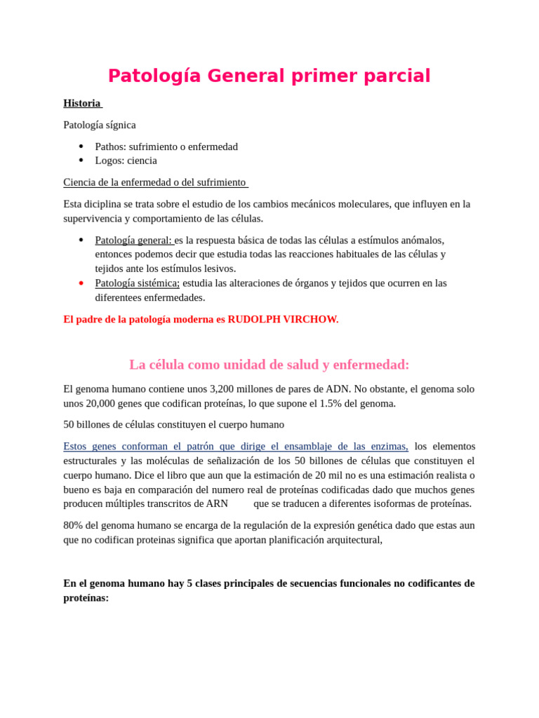 Introducción a la Patología General | PDF | Micro Rna | Cromatina