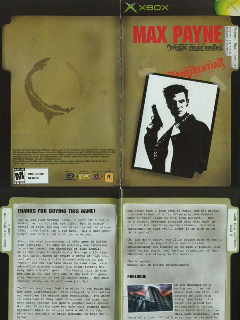 Max Payne - 2001 - Rockstar Games | PDF