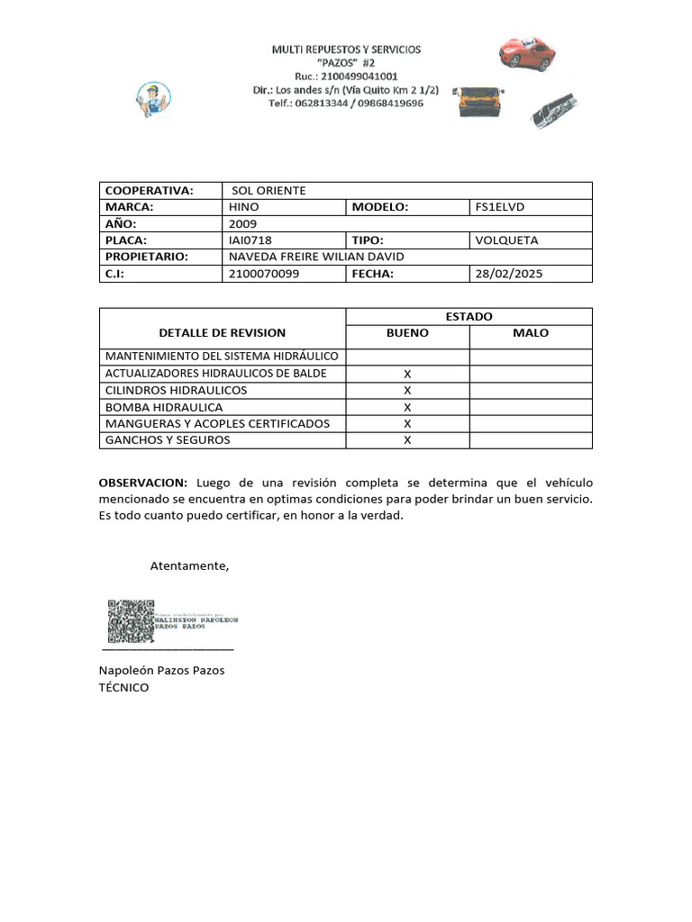 4. IAI0718 CERTIFICADO HIDRAULICO 28022025 | PDF