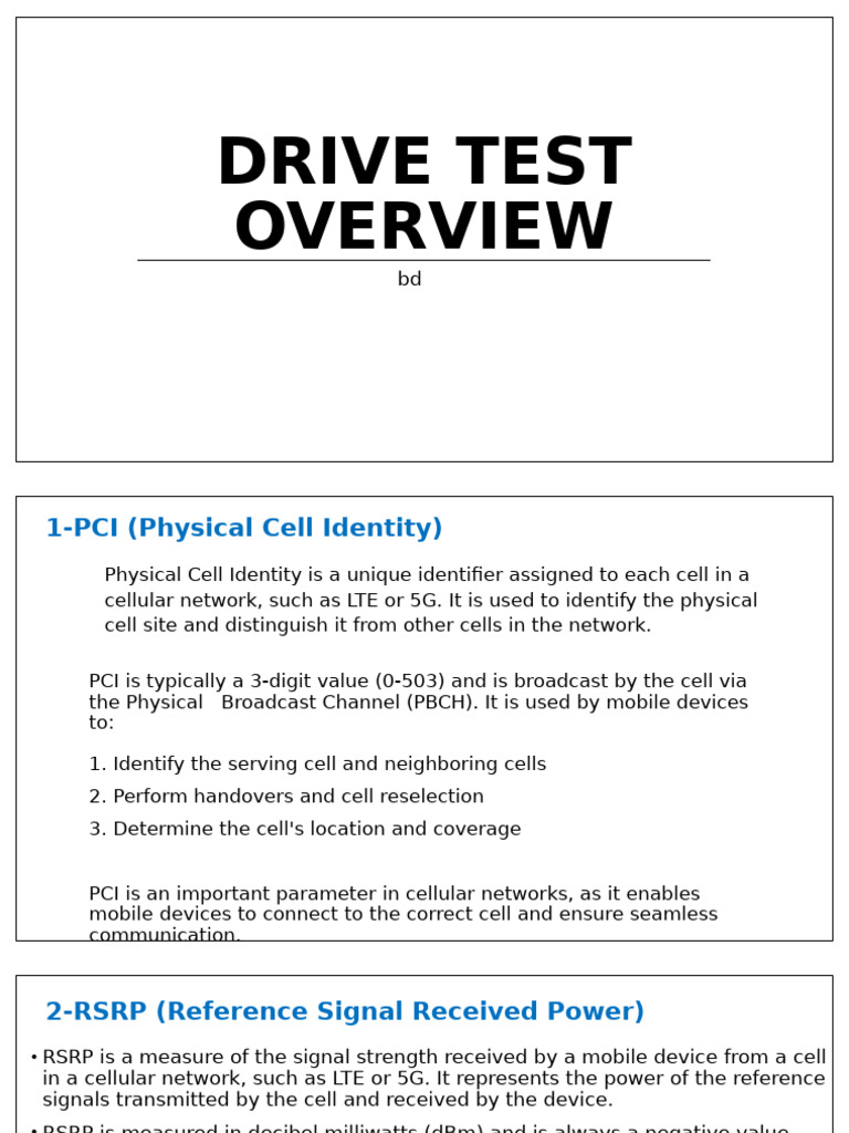 Drive Test Overview | PDF | Cellular Network | Telecommunications