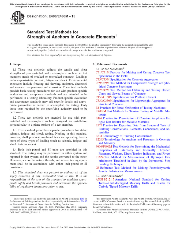 Astm E488 | PDF | Concrete | Deformation (Engineering)