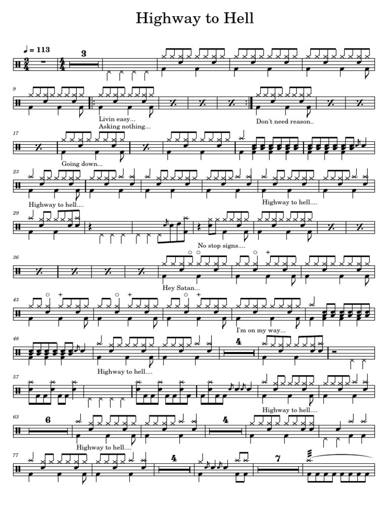 Highway To Hell Drum Sheet | PDF