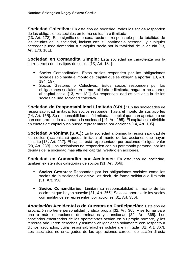 Sociedad Colectiva | PDF | Sociedad de responsabilidad limitada | Camaradería