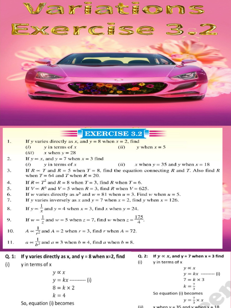 Grade 12 Maths Variation Exercise 3.2 Fbise | PDF