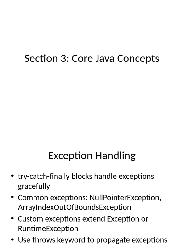 Section 3 Core Java Concepts | PDF