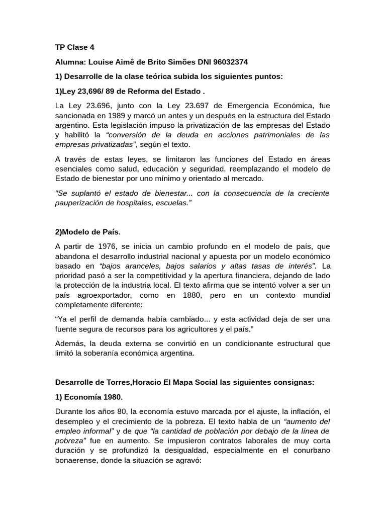 TP Clase 4 | PDF | Neoliberalismo | Economias