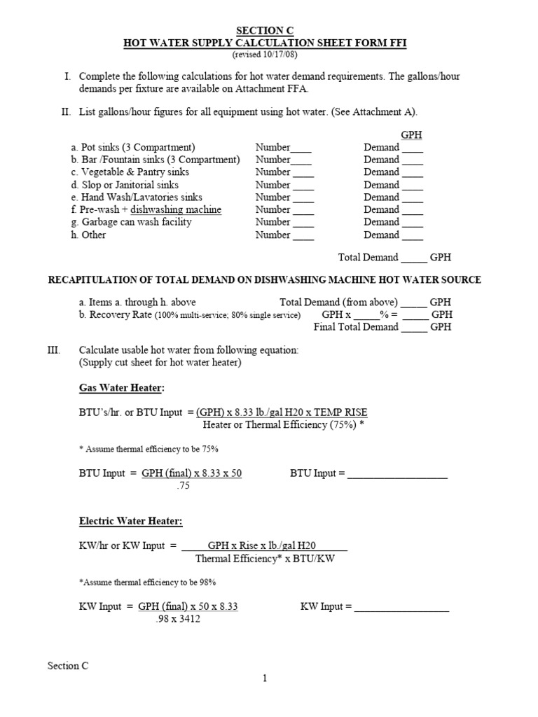 Plan Check Section C Water Heater Rev101708 190724 | PDF | Water Heating