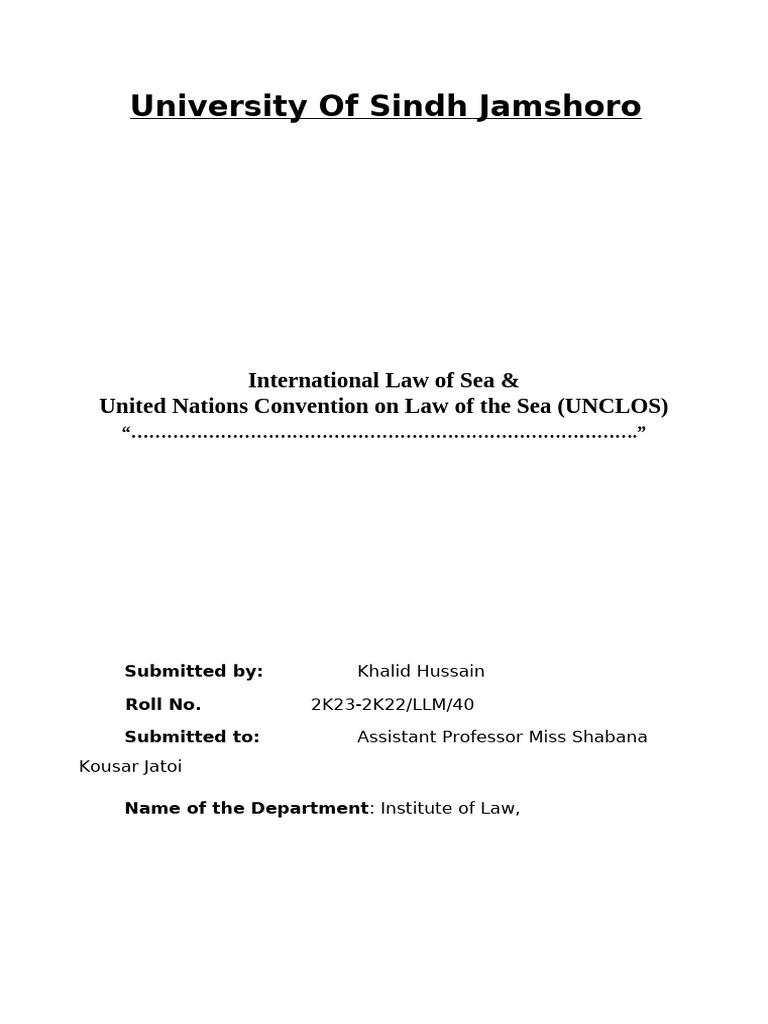 International Law Assignment | PDF | Territorial Waters | United Nations Convention On The Law ...