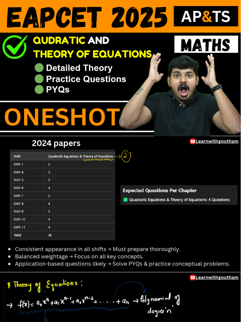 Theory of Equations in One Shot EAPCET 2025 | PDF