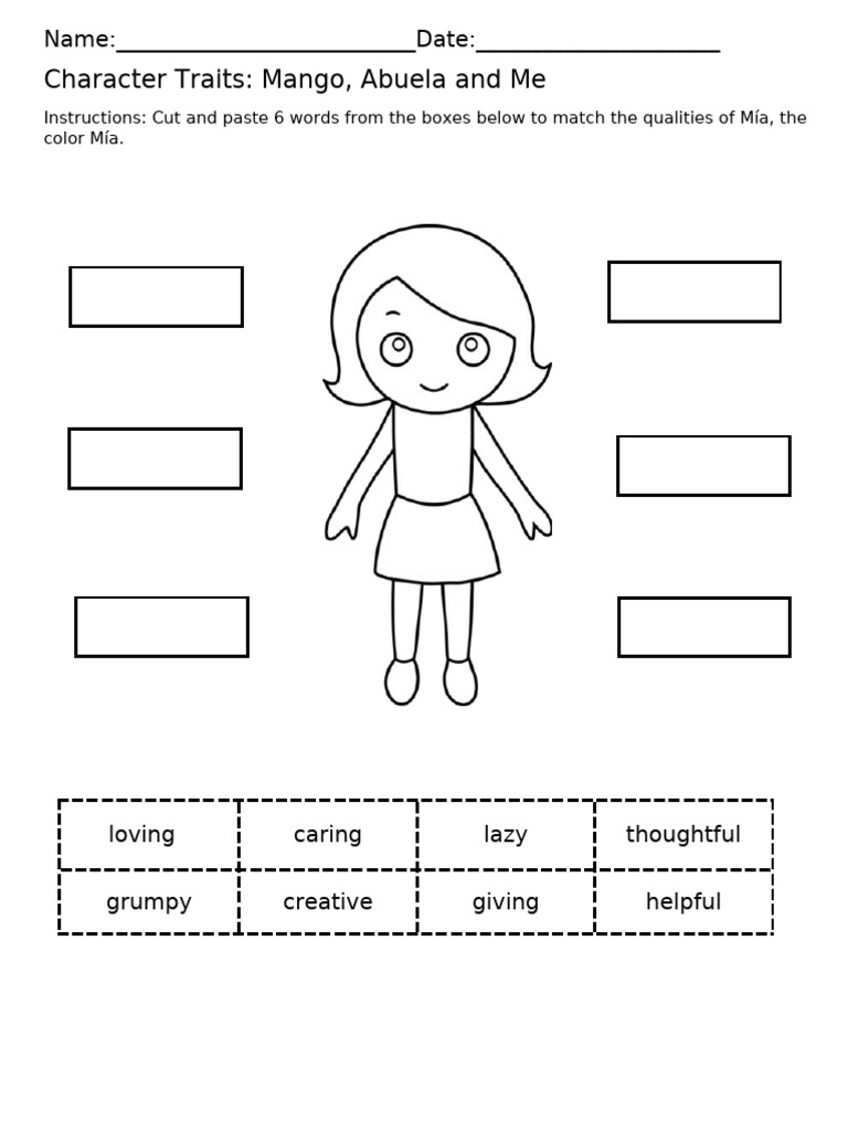 Character Traits Activity: Mango, Abuela | PDF