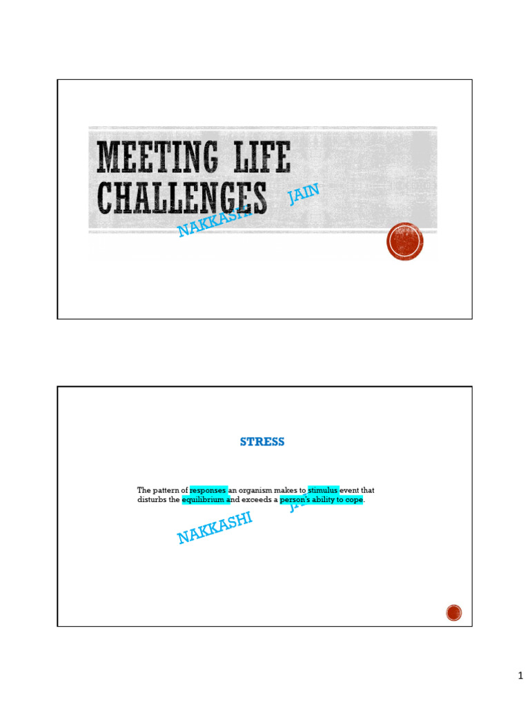 Meeting Life Challenges Handout | PDF | Stress (Biology) | Anxiety
