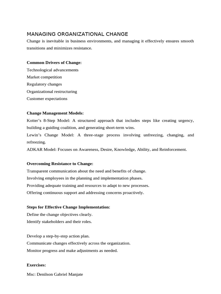 Managing Organizational Change | PDF