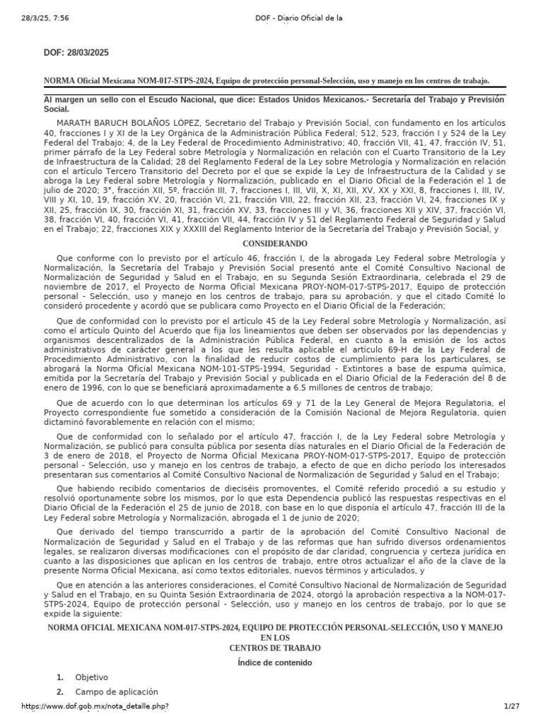 NOM-017-STPS-2024: EPP en Trabajo | PDF | Quemar