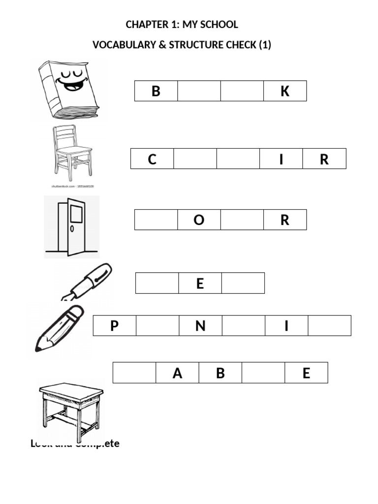 Vocabulary Exercises for School Objects | PDF