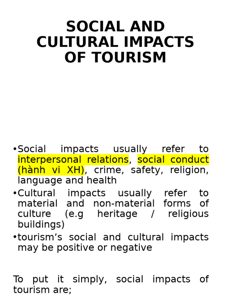 Social and Cultural Effects of Tourism | PDF | Tourism | Prostitution
