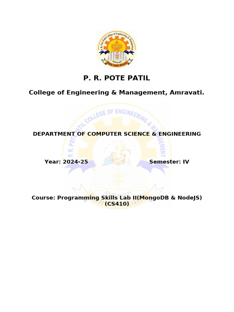 Lab Manual PS2 | PDF | Mongo Db | Databases