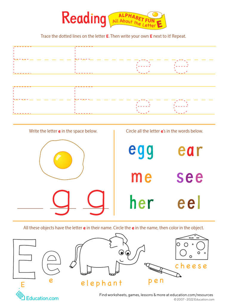 Reading All About Letter e | PDF
