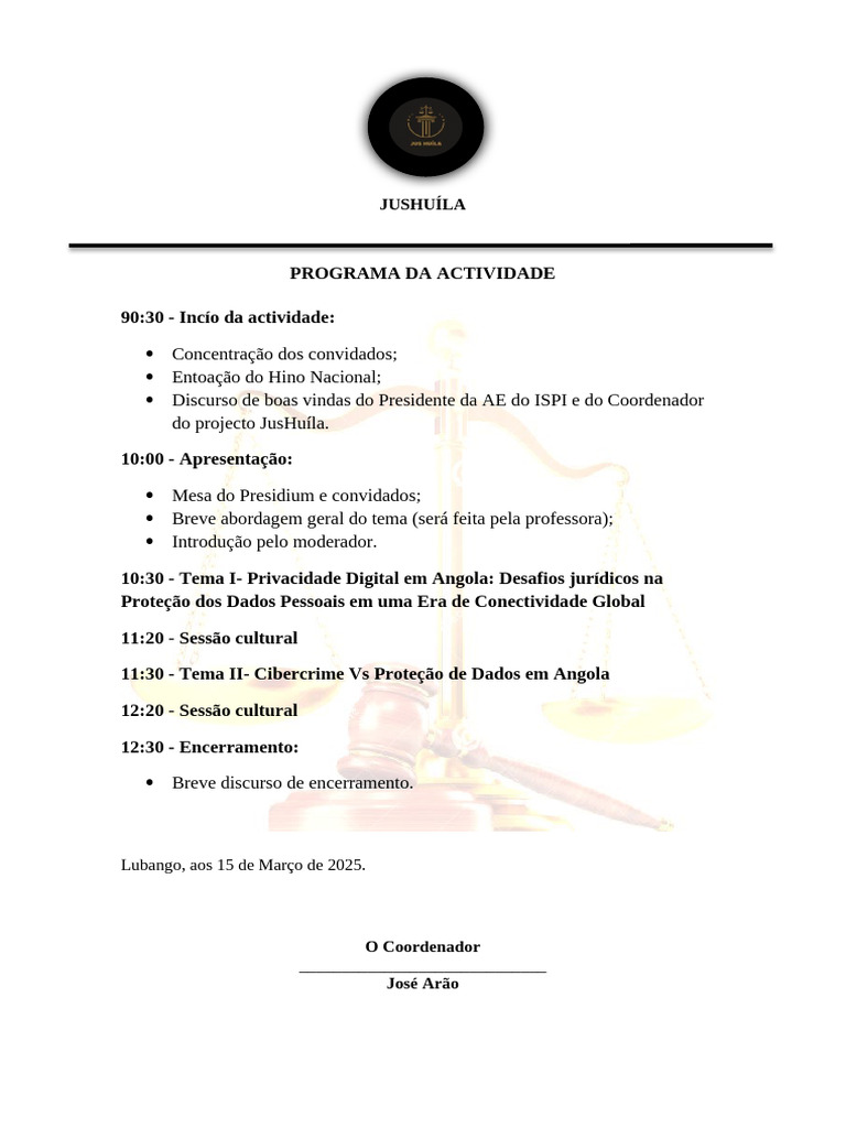 Programa Da Actividade 2025 | PDF