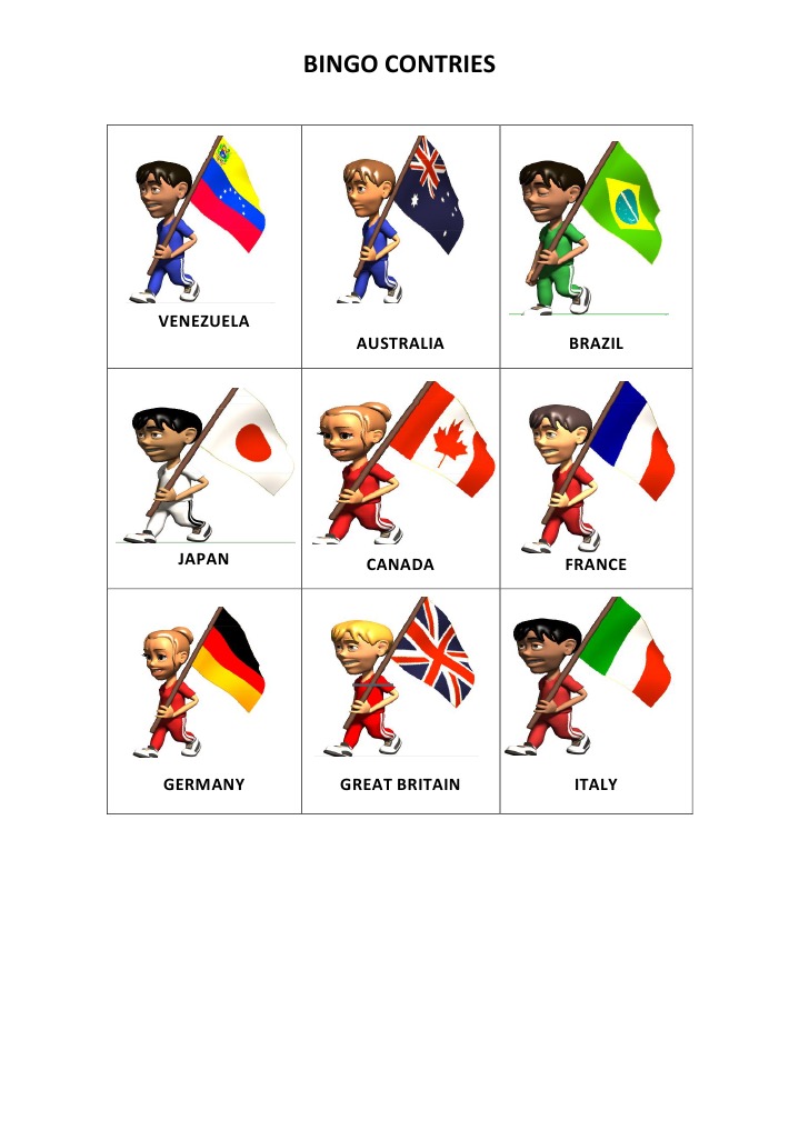 Bingo Countries Overview | PDF | Sports & Recreation | Cooking, Food & Wine