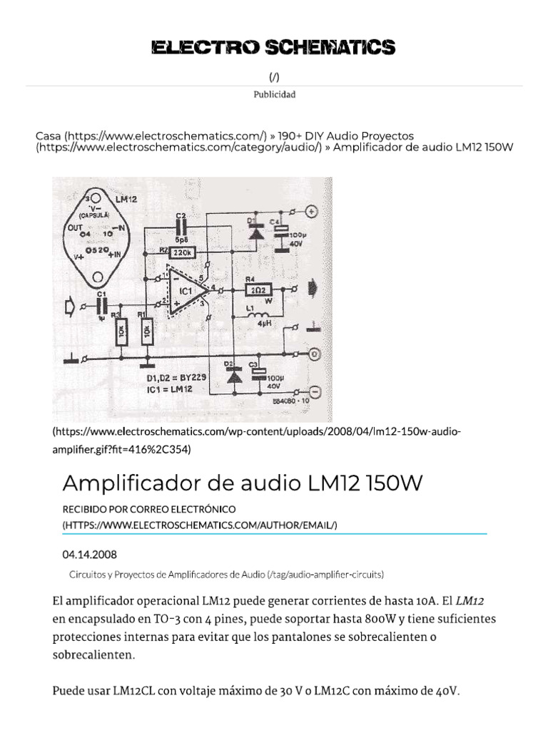 Amplificador Audio LM12-150W Diagram | PDF