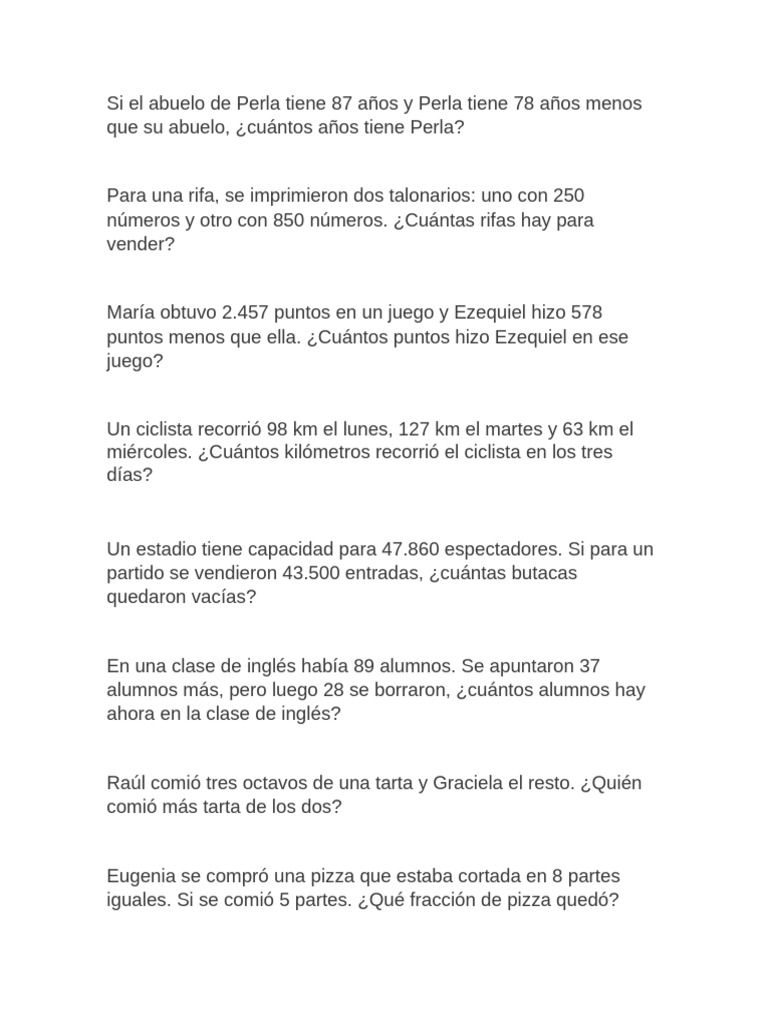 Problemas de Suma y Fracción | PDF