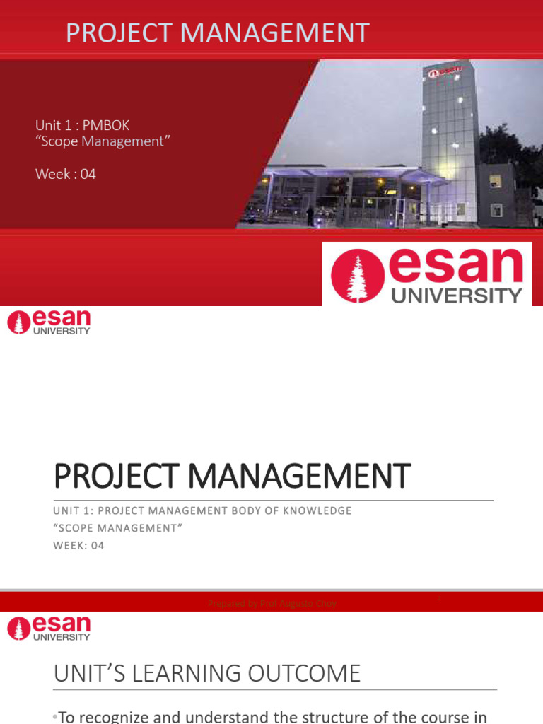 PM - Week Nª 04 - Scope Management 2024 2 | PDF | Scope (Computer Science) | Project Management