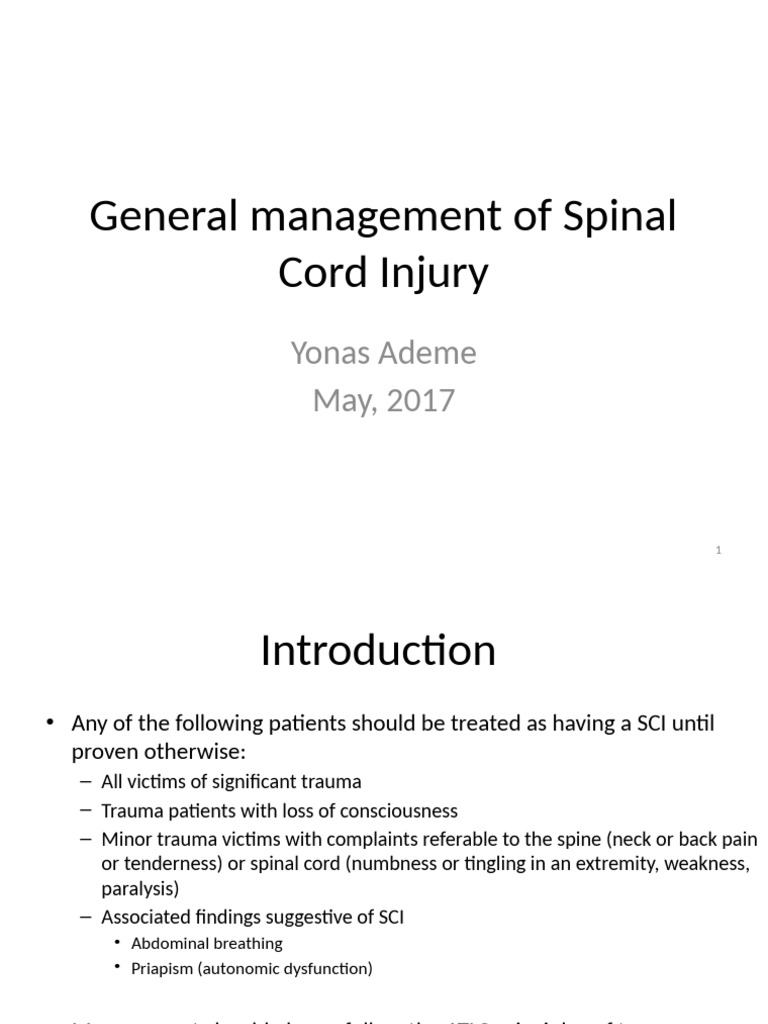 6.Management of Spinal Cord Injury | PDF | Traumatic Brain Injury ...