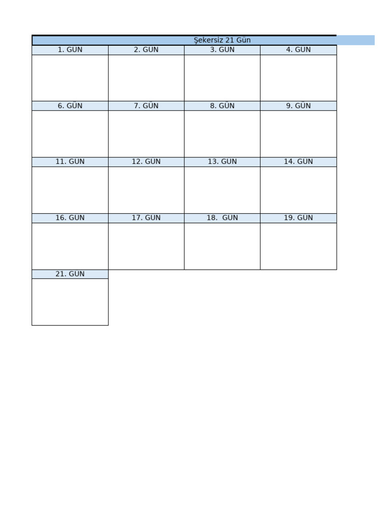 Şekersiz Beslenme Tablo | PDF