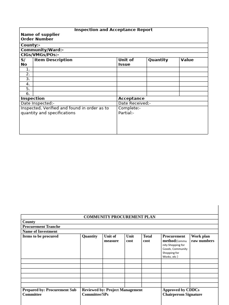 LINDAH-SAMPLE FORMS FOR PROCUREMENT PRESENTATION-1 | PDF | Procurement