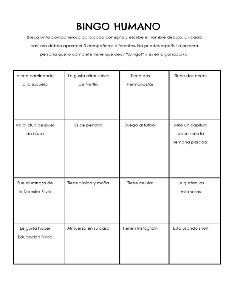 Bingo Humano | PDF