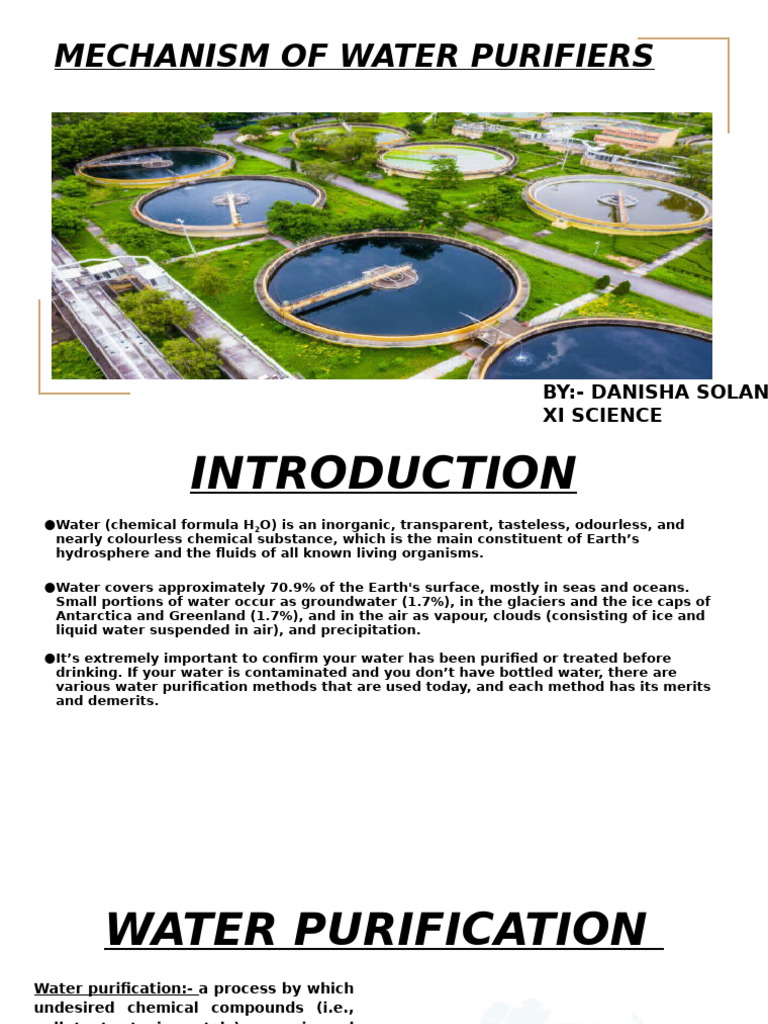 MECHANISM OF WATER PURIFIERS | PDF | Water Purification | Water