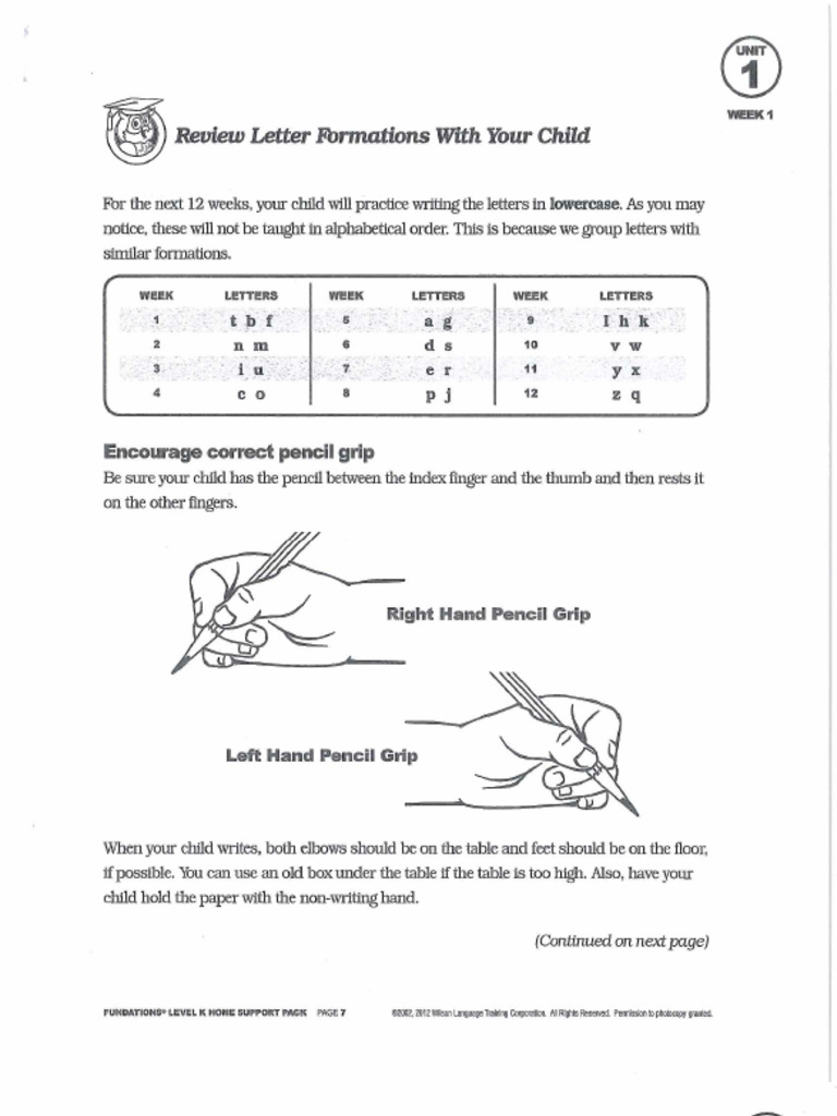 Unit 1 Fundations Letter Sequence | PDF