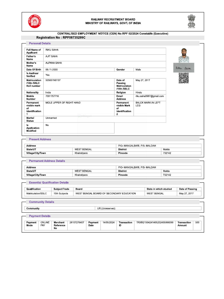 Application of RPF C Riku | PDF