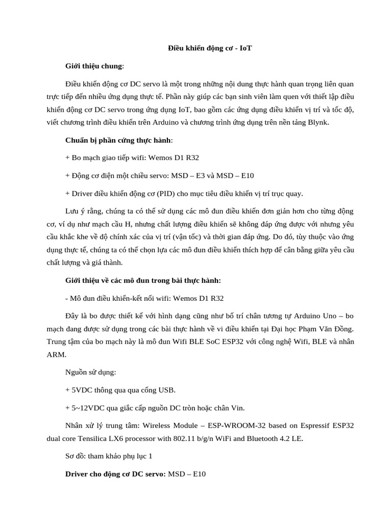 Bài TH C Hành Đ NG Cơ - IoT - VI Du de Trinh Bay | PDF