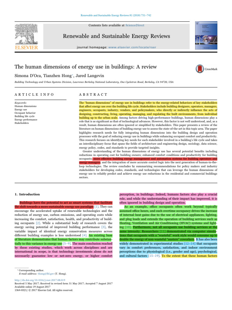 Human Dimensions of Building Energy Use | PDF | Energy Conservation ...