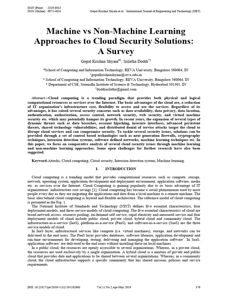 Machine_vs_Non_Machine_Learning_Approach | PDF | Cloud Computing | Security