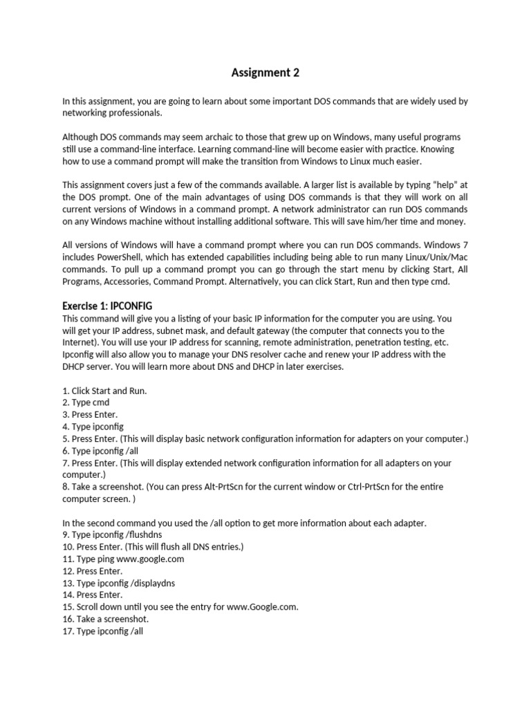 Essential DOS Commands for Networking | PDF | Computer Network | Domain ...